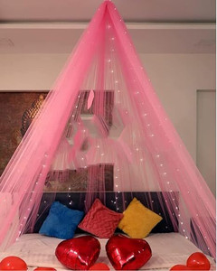 Fun and Flex Pink sheer net Backdrop with LED light for Parties Wedding ...
