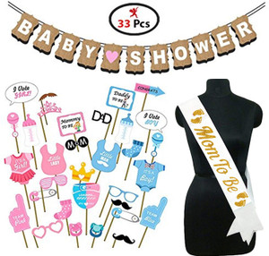 Party Propz Baby Shower Set of 33 Pieces Combo (Banner+Photo Booth ...