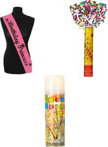 Party N Toyz Party Popper snow spray birthday girl sash combo pack for ...