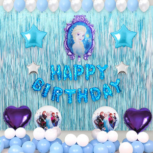 1iAM Elsa/Frozen theme birthday decoration combo with White-Blue ...