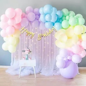 Fun and Flex Multi color Pastel net birthday decoration Kit with White ...