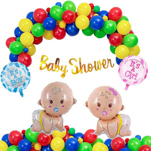 TOYXE 41351 Baby Shower Balloons Banner Decoration Set Multicolor Pack ...