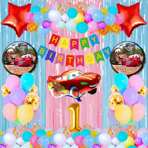 Crazykart Cars 1st First Happy Birthday Decoration Combo Kit Pack For ...