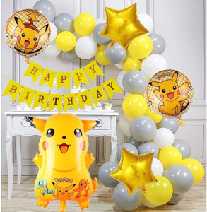 TOYXE 41226 Pikachu Theme Balloons Arch Birthday Banner Party Backdrop ...