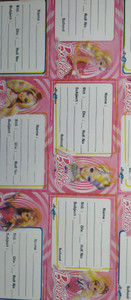 Super Easy Barbie Girls Design Name Slip Note Books Cartoon Stickers ...