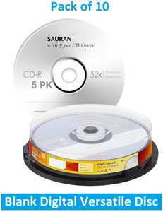 Sauran DVD Recordable Pack of 10 Blank Digital Versatile Slimcase Disc ...
