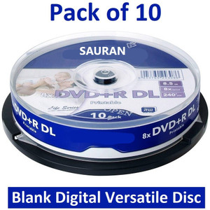 Sauran DVD Recordable Pack of 10 Blank Digital Versatile Disc DVD 8.5 ...