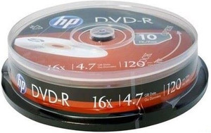 HP DVD Recordable DMA00071 Pack of 10 Disc Cake Box Spindle Speed 16x 4 ...