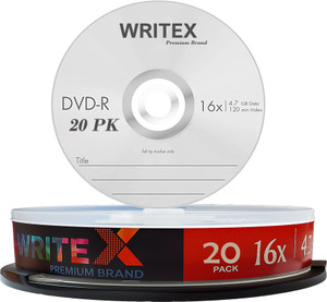 Writex DVD Recordable PACK 0F 20 SPINDLE CAKE BOX 4.7 GB - Writex ...