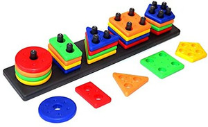 QUALITIO Geometrics 5 Shape Colum Building Blocks Educational ...