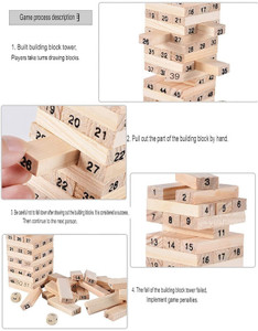 Dorytoys 54 Pcs Blocks 4 Dices Wooden Numbered Building Bricks - 54 Pcs ...