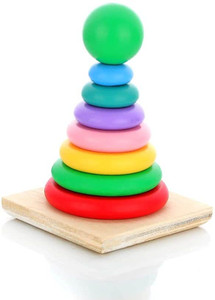 CHANAK Wooden Stacking Ring for Kids, Rainbow Color Ring Sorting and ...