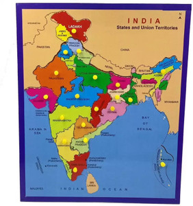 Cyrus DOWN PRICE Wooden Educational Learning India Map Puzzle Board for ...