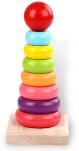 Kidology Rainbow Stacker Wooden Tower Rings, Color Recognition ...