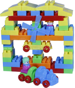 RAGVEE Non Toxic DYI Plastic Building 76 pcs Medium Size Blocks for ...
