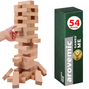 arovemic Classic 54 Blocks Jenga Inspired Wooden Block Tower | Indoor ...