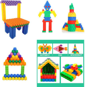 Kidsbuddy Combo of 50 pcs Hexagonal Blocks + 70 Pcs Bullet Building ...