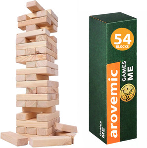 arovemic 54 Blocks Jenga Inspired Wooden Tumbling Tower | Skill ...