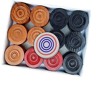 Hoaxer Wooden Carrom Coins with Stiker 24 Carrom Coins Wooden Carrom ...