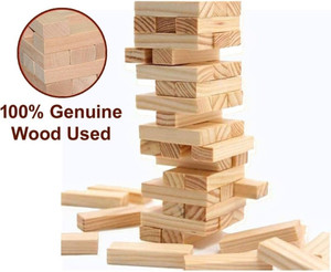 aarwomic 54 Pcs Tumbling Tower Game for Kids, Wooden Blocks, Stacking ...