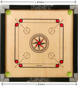 RSST GLOSSY FINISHED 32X32 LARGE SIZE CARROM BOARD (20INCH) With COINS ...