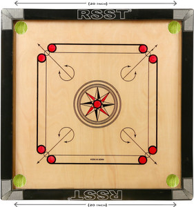 RSST GLOSSY FINISHED 20X20 SMALL SIZE CARROM BOARD (20INCH) WITH COINS ...