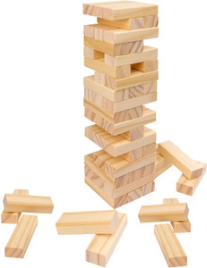 arovemic Premium 48 Pcs Jenga Game Wooden Blocks Stacking Tower Games ...