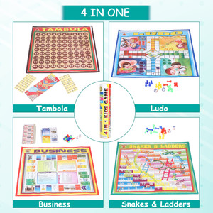Toykart Kids 4in1 Jumbo Play Mat Floor Game Set Tambola, Ludo, Business ...