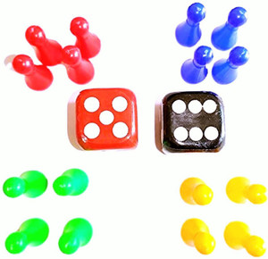 HK Sport & Toys Big Ludo Tokens with Two 24 mm Dice Board Game ...