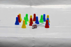APlusUnique Ludo Coin Set of 16 Tower Coins (height =1 inch) with Dice ...