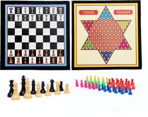 HK Sports 2 in 1 Chinese Checker Board with Hollow Plastic Chess Pieces ...