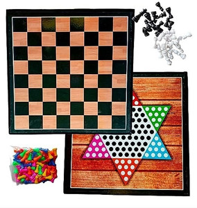 PERICO Double Sided Game Chess+Chinese Checker With Plastic Chess goti ...