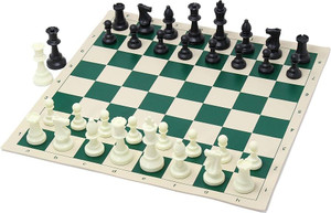 TIMA Chess Mat with Pieces 17 by 17 Inches (Pack of 1) White Green With ...