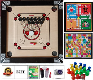 Kumud Matte Small Carrom Board With 2 in 1 Ludo Snakes 50.8 cm Carrom ...