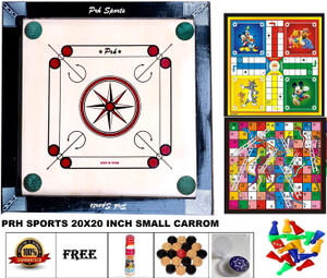 PRH SPORTS SMALL 20X20 INCH SMALL CARROM WITH LUDO & SNAKE . 3 cm ...