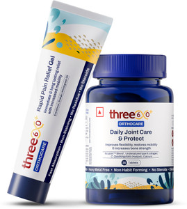 three60+ Daily Joint Care & Pain Relief Combo (60 Tablets+50g Gel ...