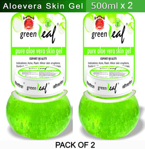 GREENLEAF Pure Aloe Vera Skin Gel - (Pack Of 2, 500ml Each) Face Wash ...