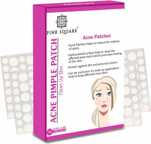 Pink Square Acne Pimple Clearing Stickers cover with 100% Hydrocolloid ...
