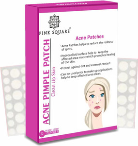 Pink Square Acne Pimple Clearing Stickers cover with 100% Hydrocolloid ...