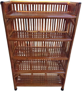 ZAANCREATION Bamboo Wooden Cane Rack 5 Shelves Home Space Saving Multi ...