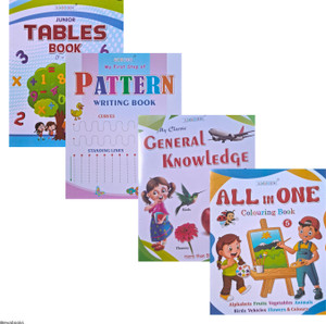 ALL in ONE Colouring Book+General Knowledge for Junior K.G+Pattern ...