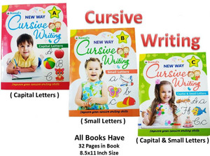 Cursive Writing Books For Kids, Capital Letters, Small Letters & Small ...