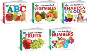 Set of 5 Books - Kids Board Book Alphabets, Fruits, Vegetables, Shapes ...