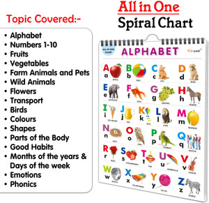 My First ALL IN ONE SPIRAL CHART : With 16 Topics : Alphabet, Numbers 1 ...