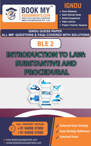 IGNOU fBLE 2 Introduction to Law: Substantive and Procedural | Guess ...