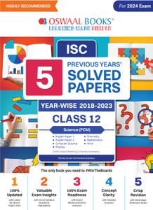 ISC 5 previous years' solved papers year-wise 2018-2023, Class-12, PCM ...