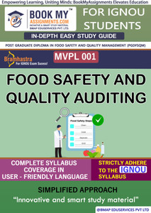 IGNOU MVPL 001 Food Safety and Quality Auditing Study Material (In ...