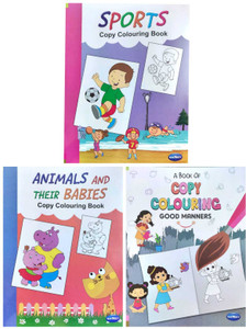 Copy colouring Good manners, sports, animals and their babies (combo of ...