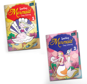 Sparkling Mermaid Copy Coloring Book Set Of 2 Books For Kids: Buy ...