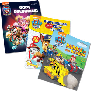 Paw Patrol Pack of 3 Books of Colouring and Story | Mighty Movie ...